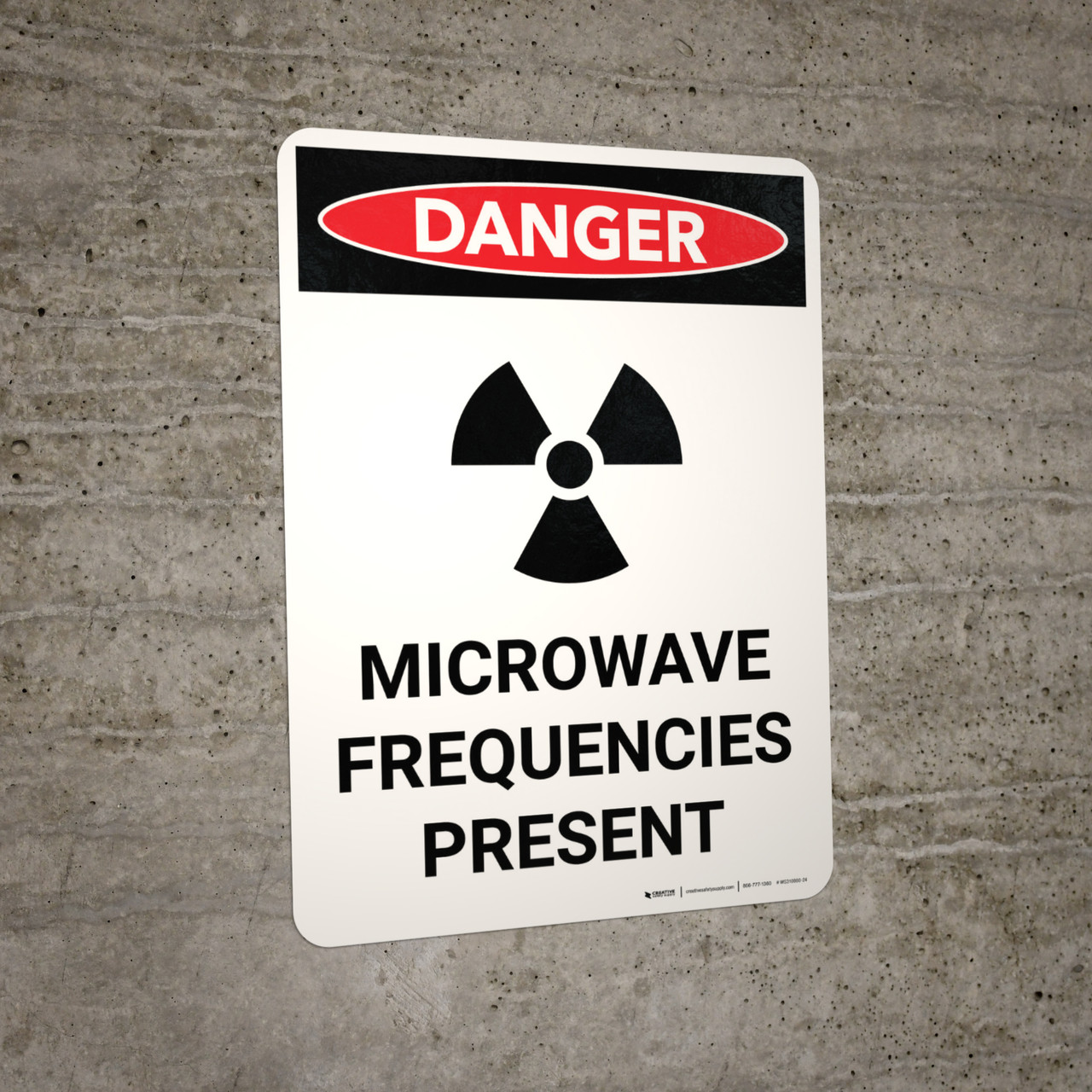 Danger: Microwave Frequencies Present Portrait with Graphic - Wall Sign