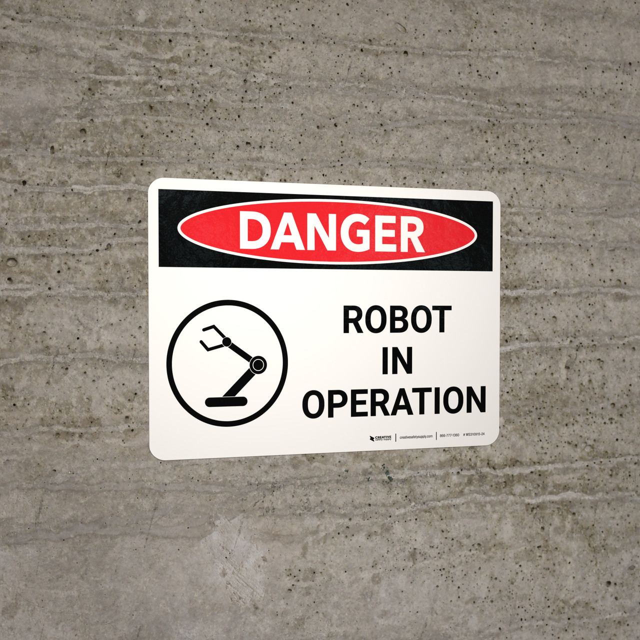 Danger: Robot in Operation Landscape with Graphic - Wall Sign