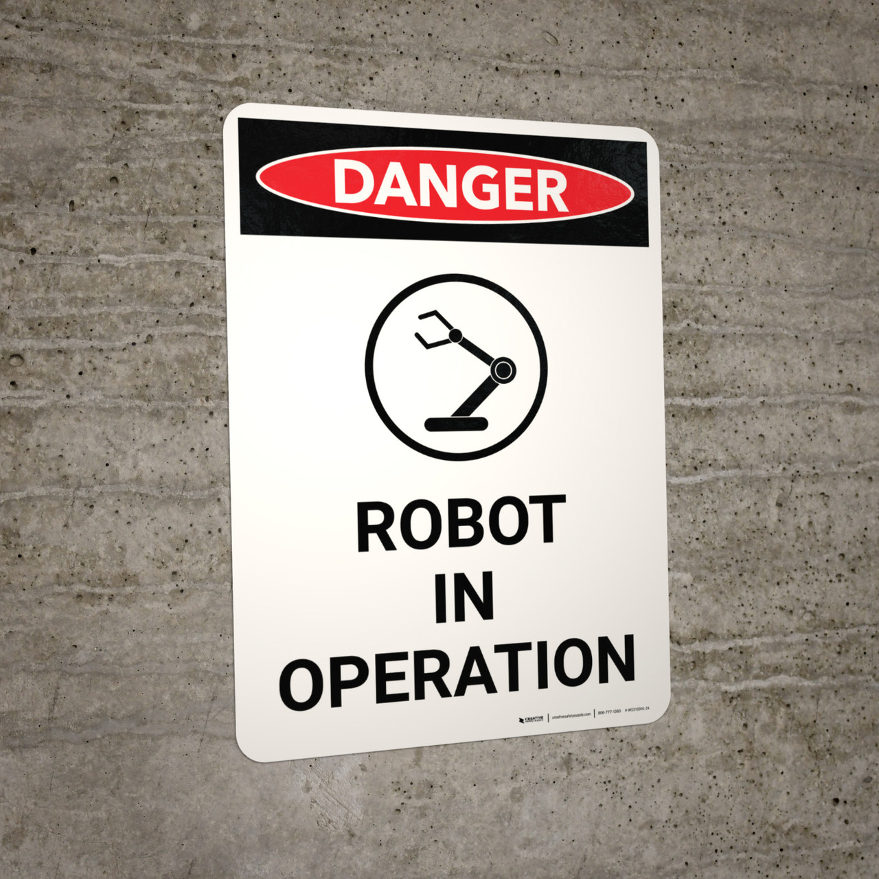 Danger: Robot in Operation Portrait with Graphic - Wall Sign
