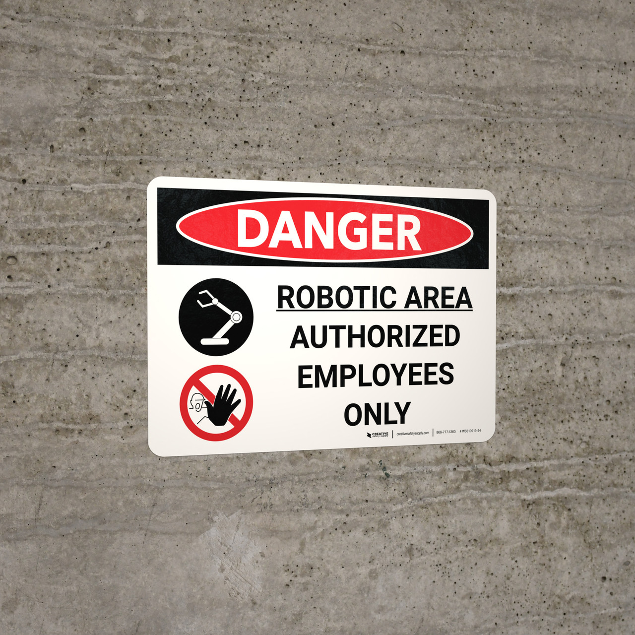 Danger: Robotic Area Authorized Employees Only Landscape with Graphic ...