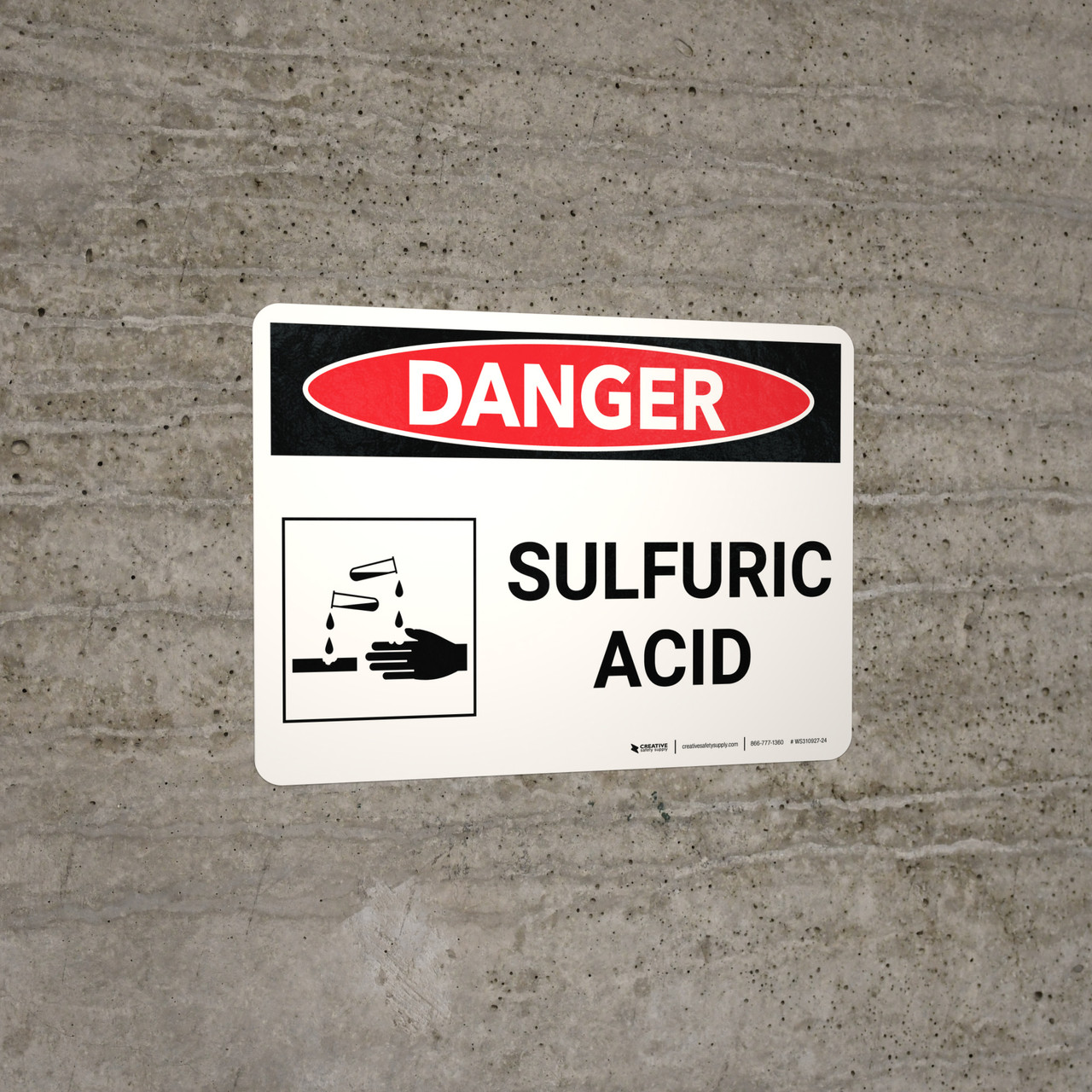 Danger: Sulfuric Acid Warning Landscape with Graphic - Wall Sign