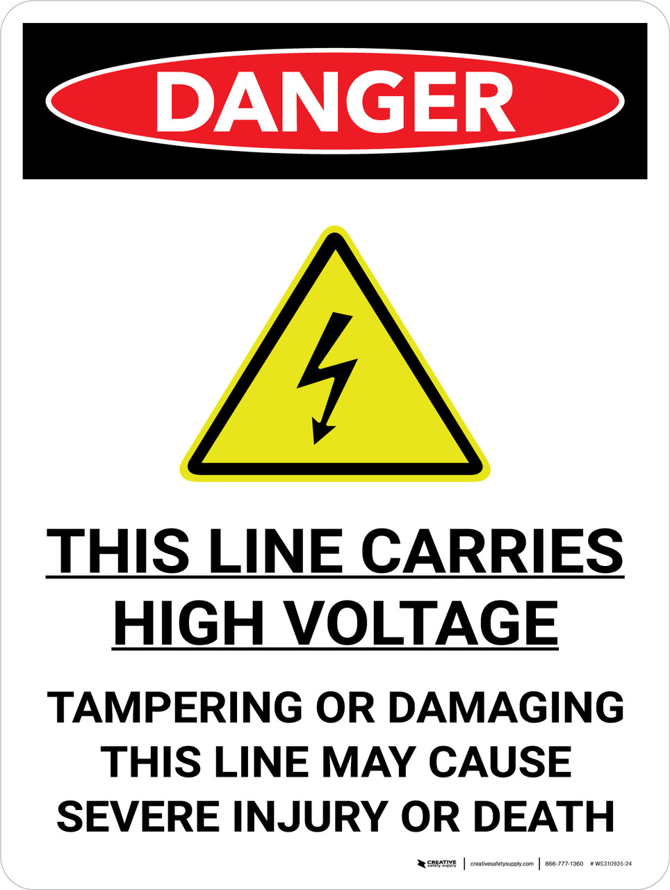 Danger: This Line Carries High Voltage Portrait with Graphic - Wall ...
