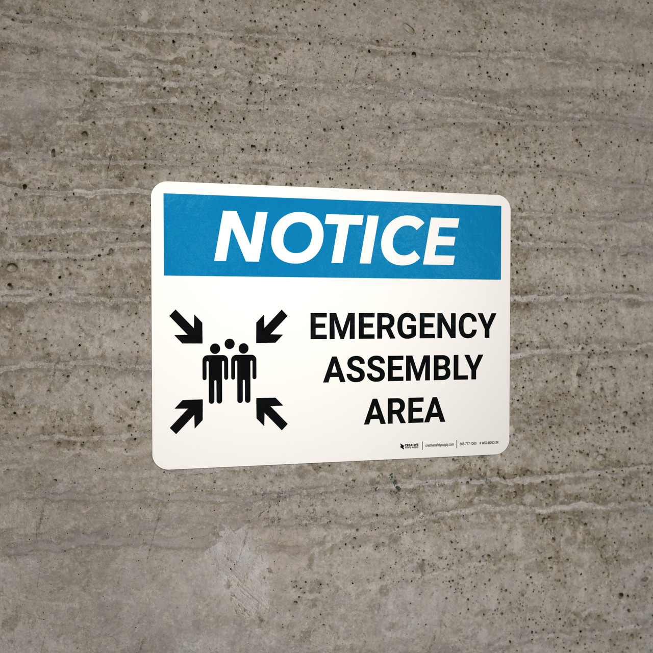 Notice: Emergency Assembly Area Landscape with Graphic Notice: Emergency Assembly Area Landscape with Graphic