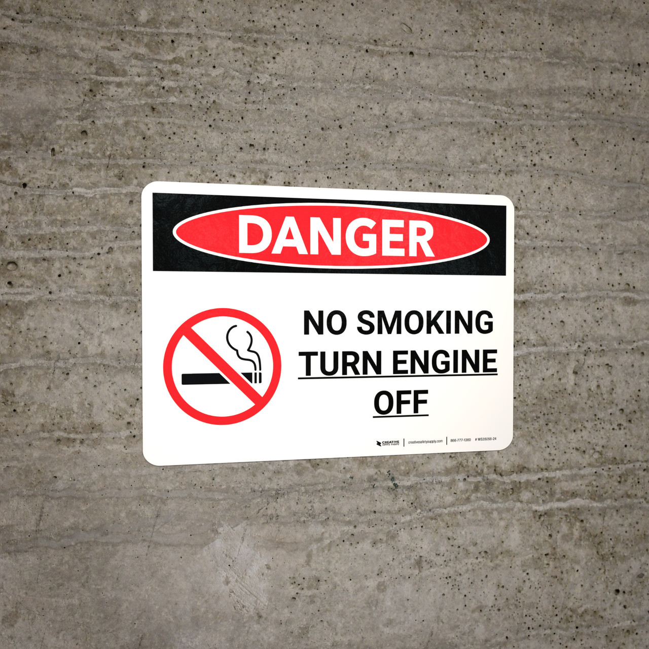 Danger: No Smoking - Turn Engine Off Landscape with Graphic - Wall Sign ...