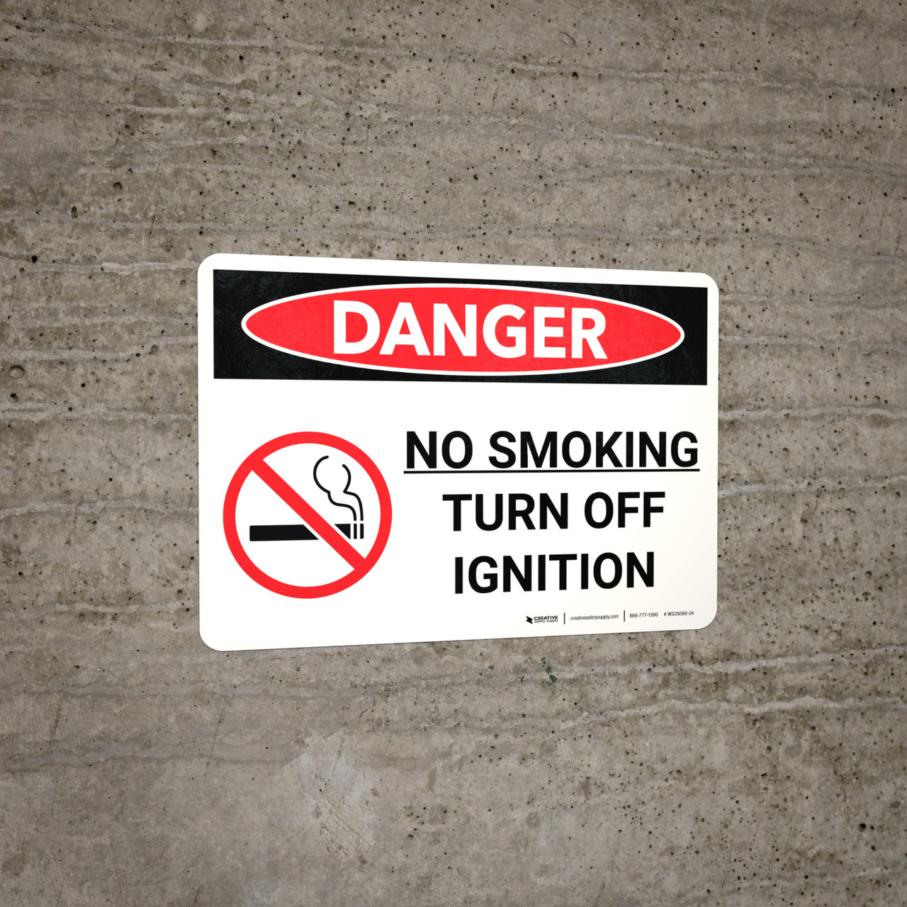 Danger: No Smoking Turn Off Ignition Landscape with Graphic - Wall Sign ...