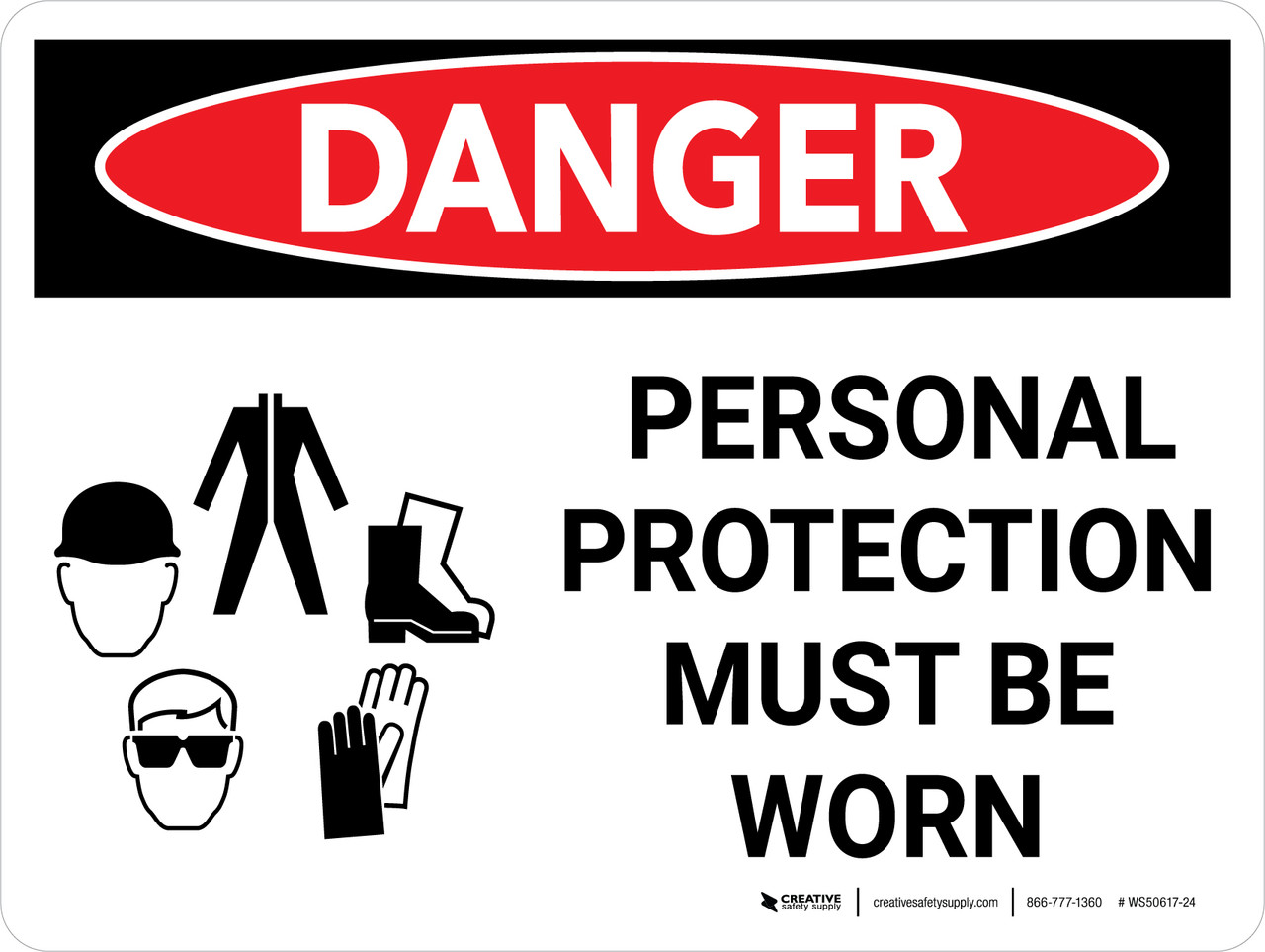Danger: PPE Personal Protection Must Be Worn Landscape with Graphic ...