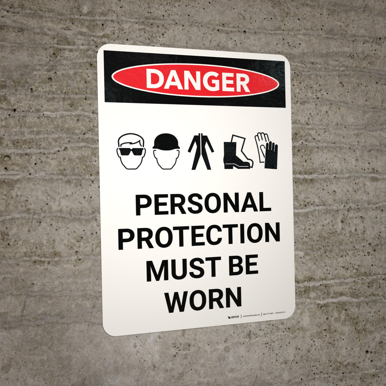 Danger: PPE Personal Protection Must Be Worn Portrait with Graphic ...