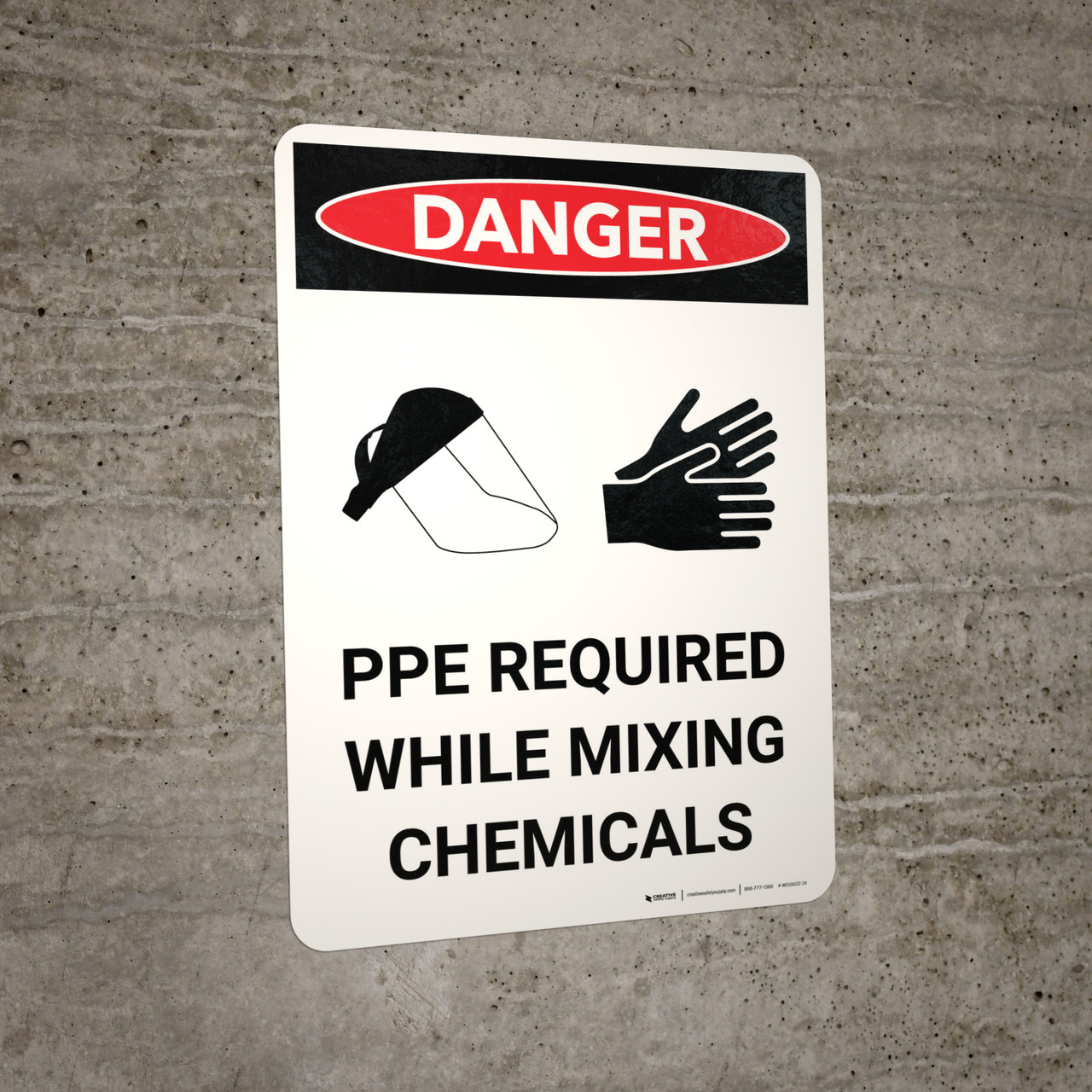 Danger: PPE Required While Mixing Chemicals Portrait with Graphic ...