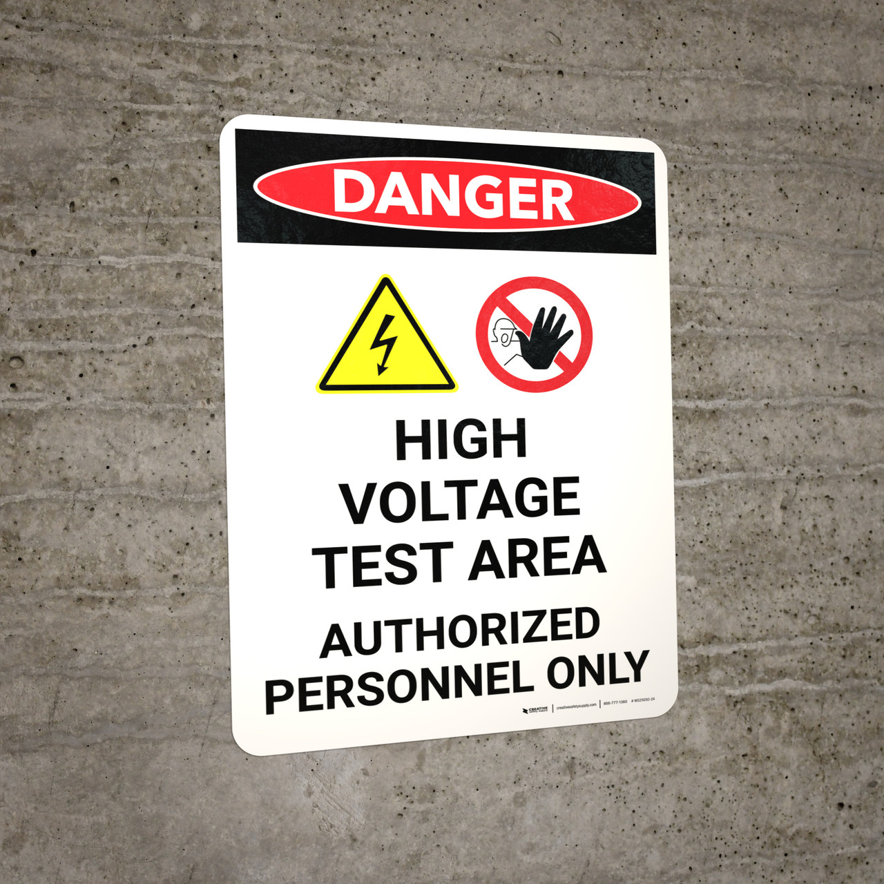 Danger: High Voltage Test Area Portrait with Graphic - Wall Sign