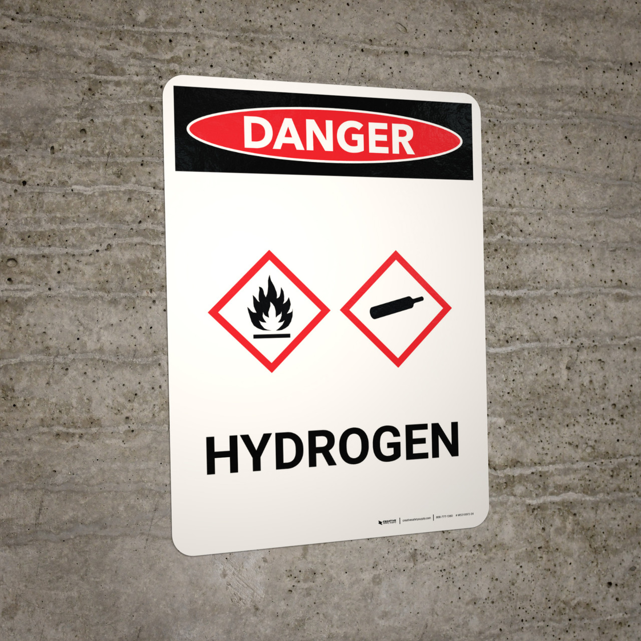 Danger: Hydrogen Portrait with Graphic - Wall Sign