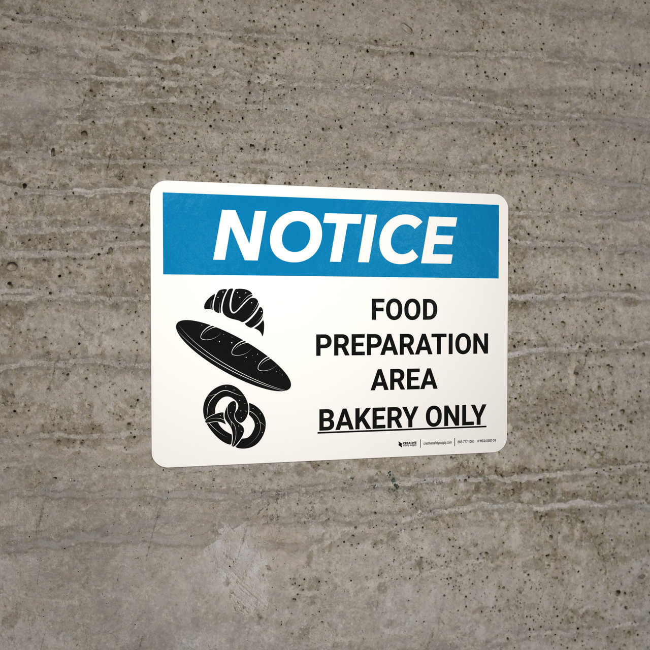Notice: Food Prep Area - Bakery Only Landscape with Graphic
