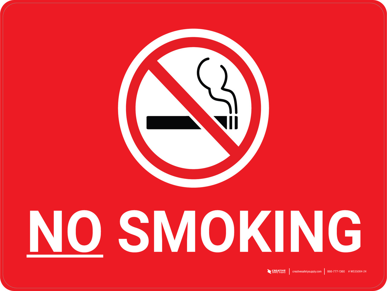No Smoking Red Landscape with Icon - Wall Sign