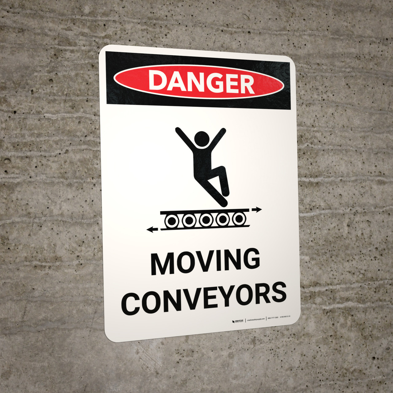 Moving Conveyors Portrait with Graphic - Wall Sign