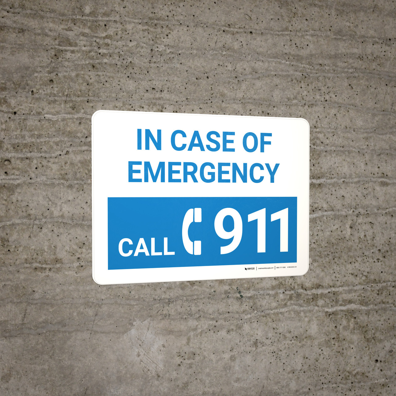 In Case Of Emergency Call 911 Blue Landscape with Icon - Wall Sign ...