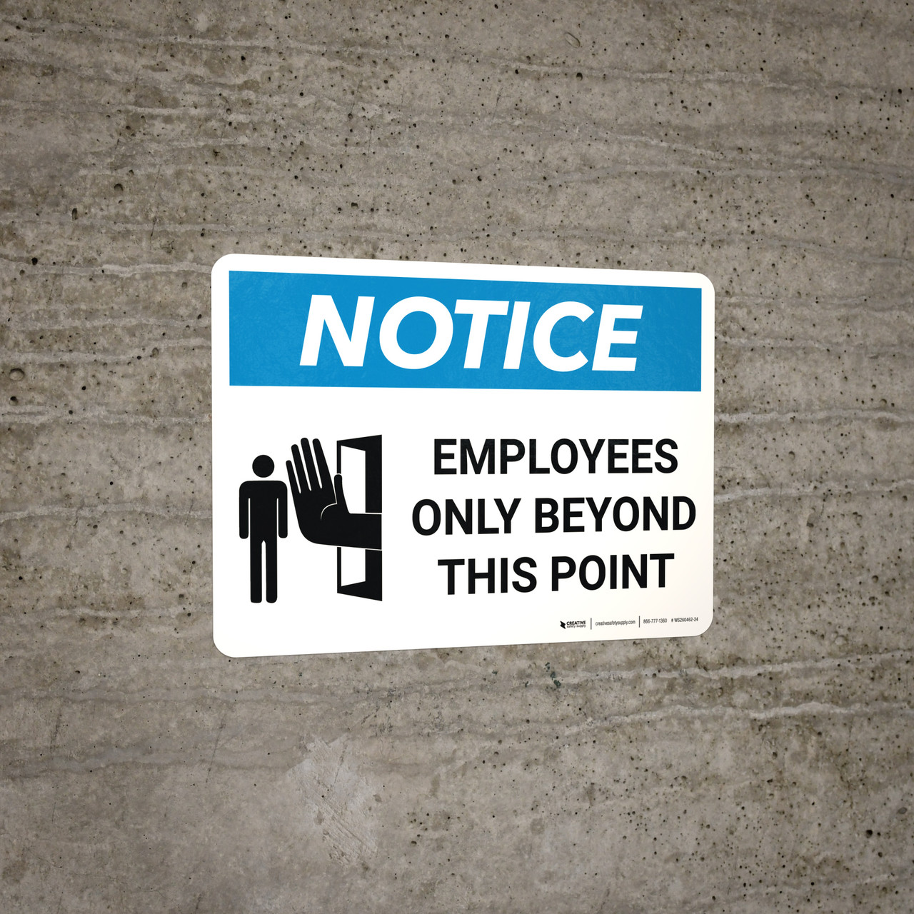 Notice: Employees Only Beyond This Point Landscape with Icon - Wall Sign