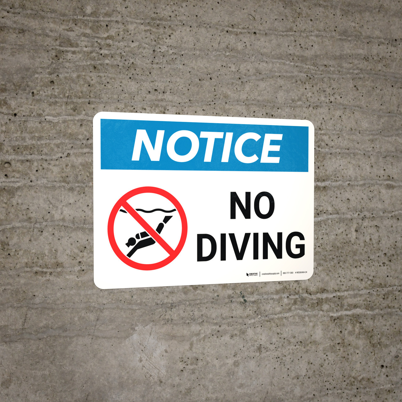 Notice: No Diving Landscape with Icon - Wall Sign | Creative Safety Supply