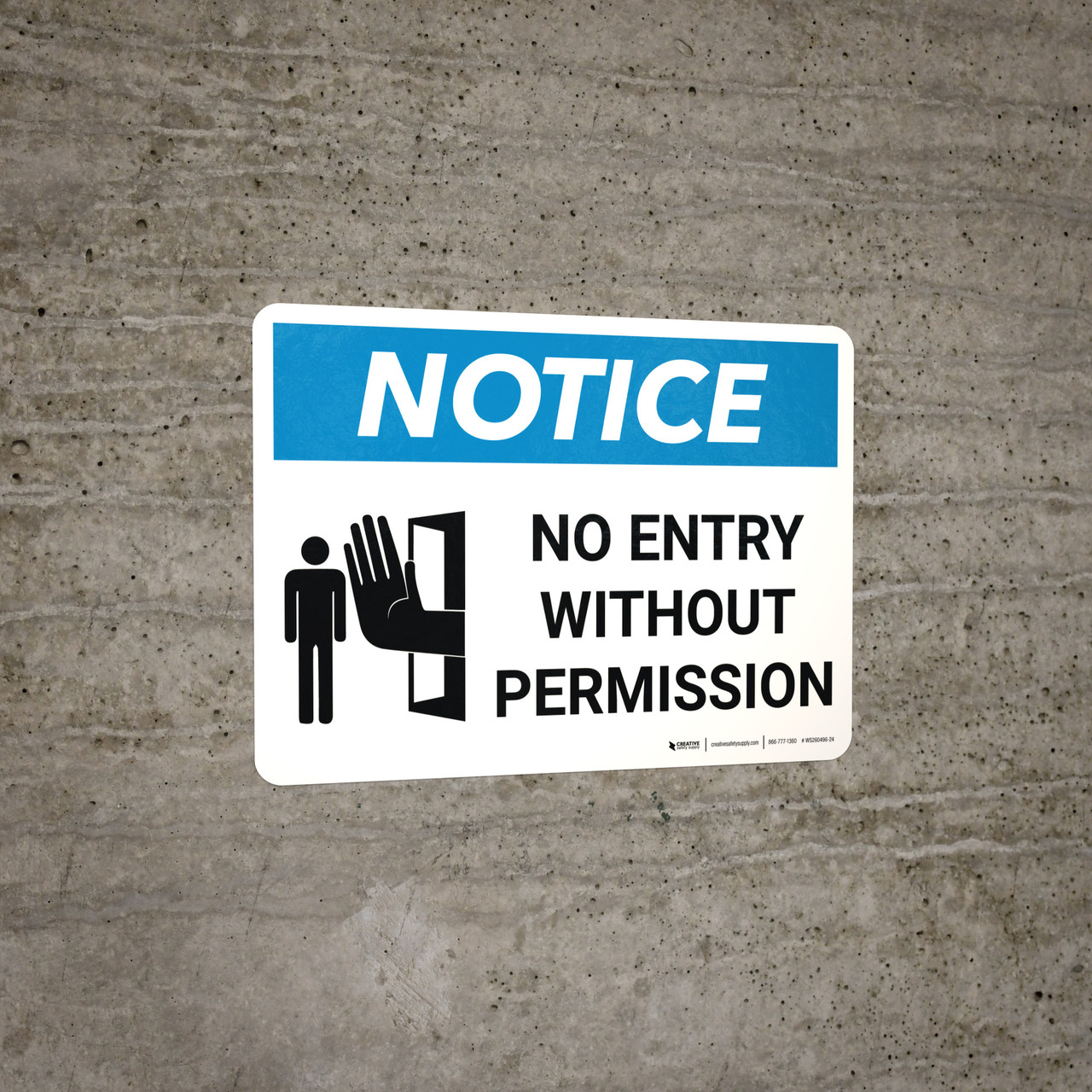 Notice: No Entry Without Permission Landscape with Icon - Wall Sign