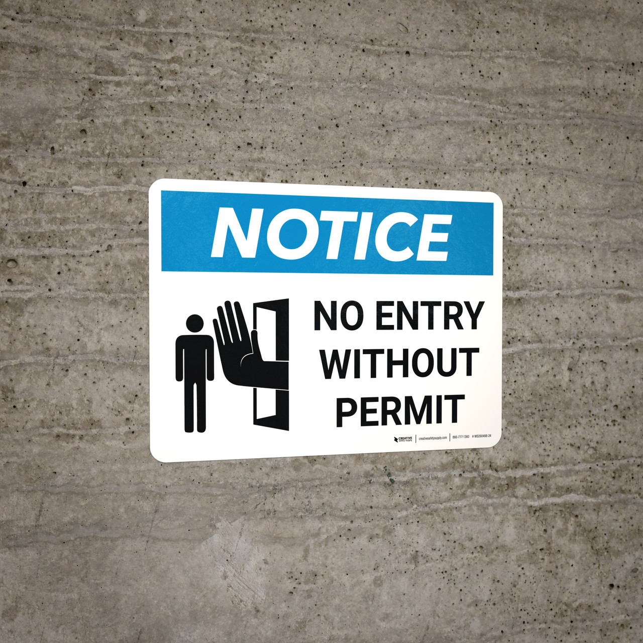 Notice: No Entry Without Permit Landscape with Icon - Wall Sign