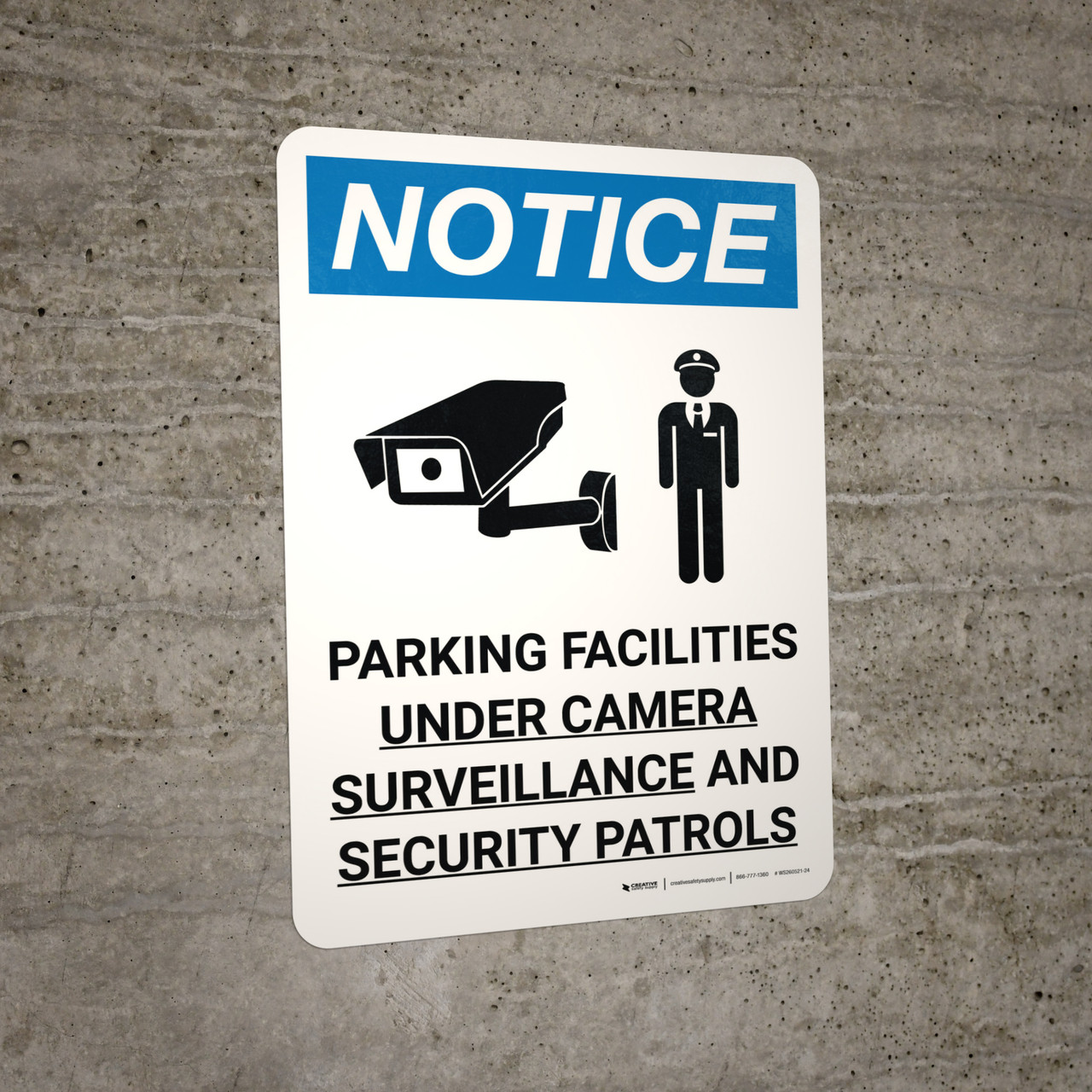 Notice: Parking Facilities Under Camera Surveillance Portrait with Icon ...