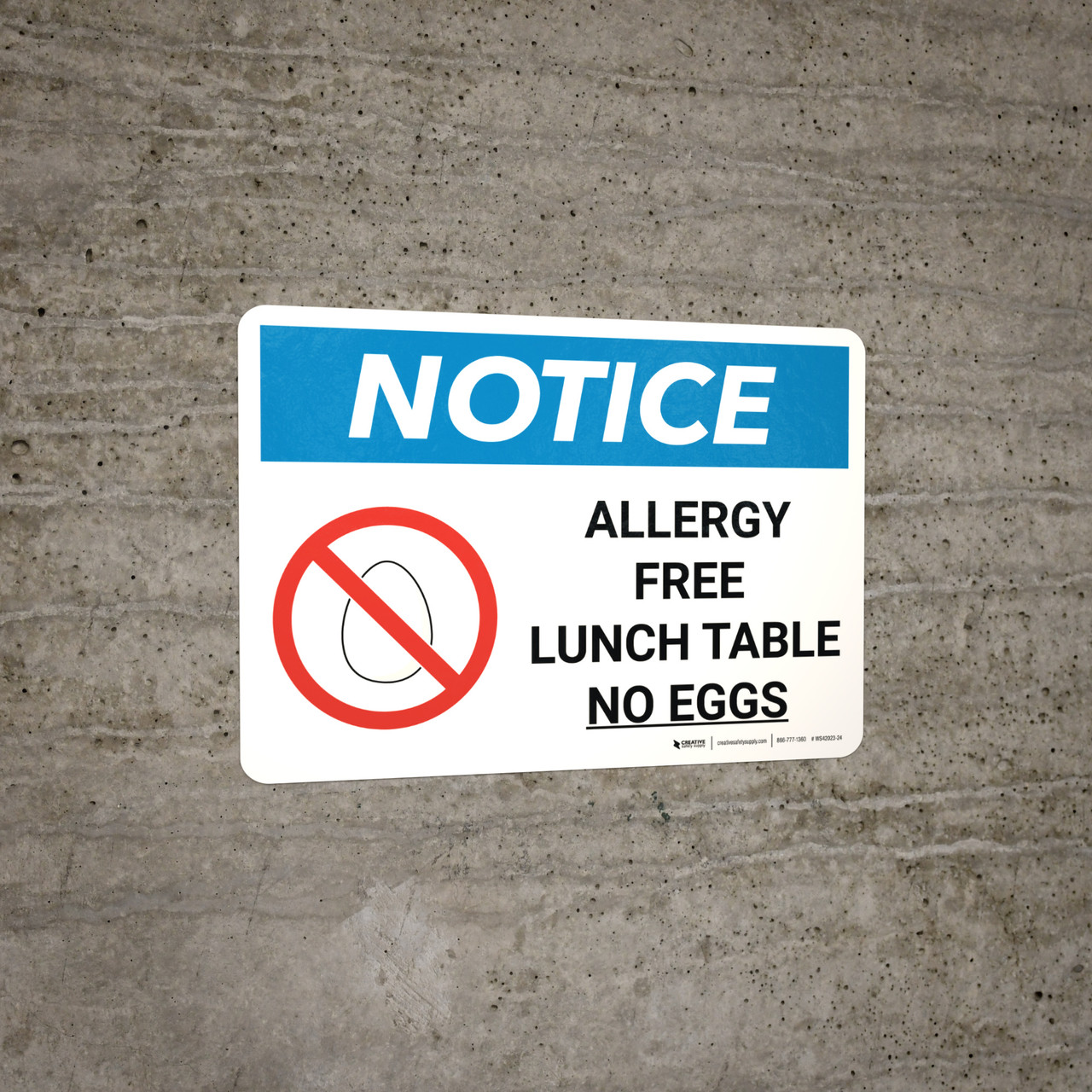 Notice: Allergy Free Lunch Table Landscape with Icon - Wall Sign