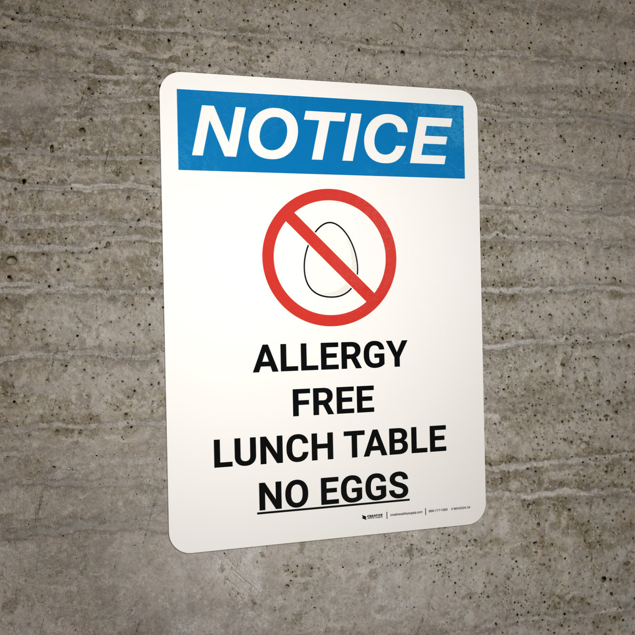 Notice: Allergy Free Lunch Table Portrait with Icon - Wall Sign
