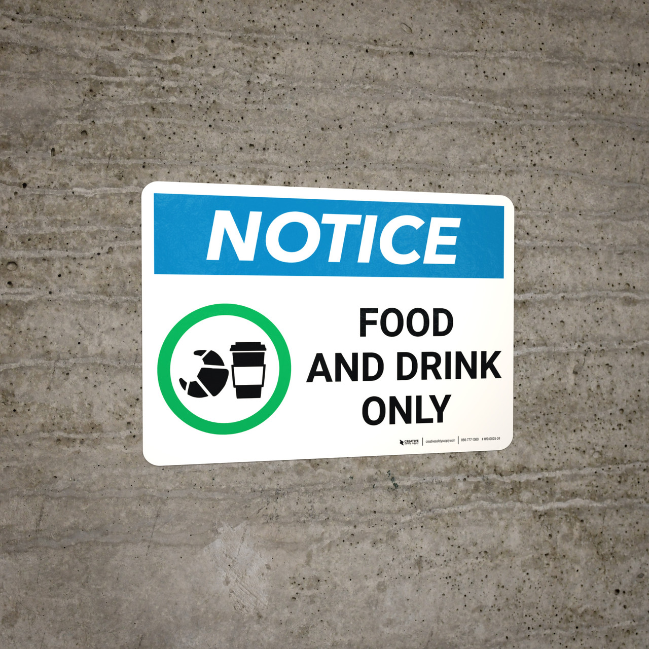 Notice: Food And Drink Only Landscape with Icon - Wall Sign | Creative ...