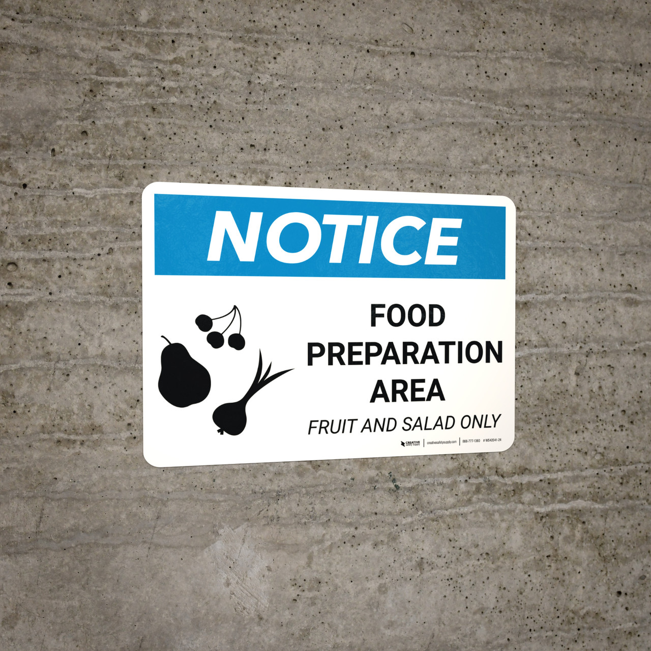 Notice: Food Prep Area - Fruit and Salad Only Landscape with Icon ...