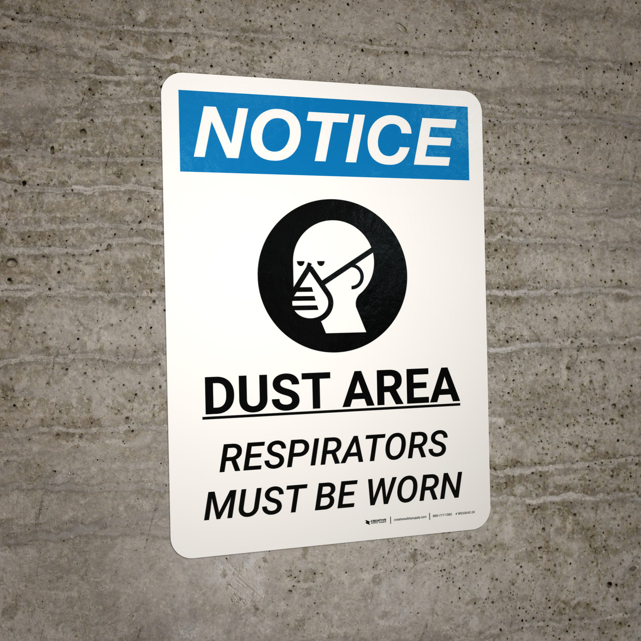 Notice: Dust Area Respirators Must be Worn Portrait with Icon - Wall ...
