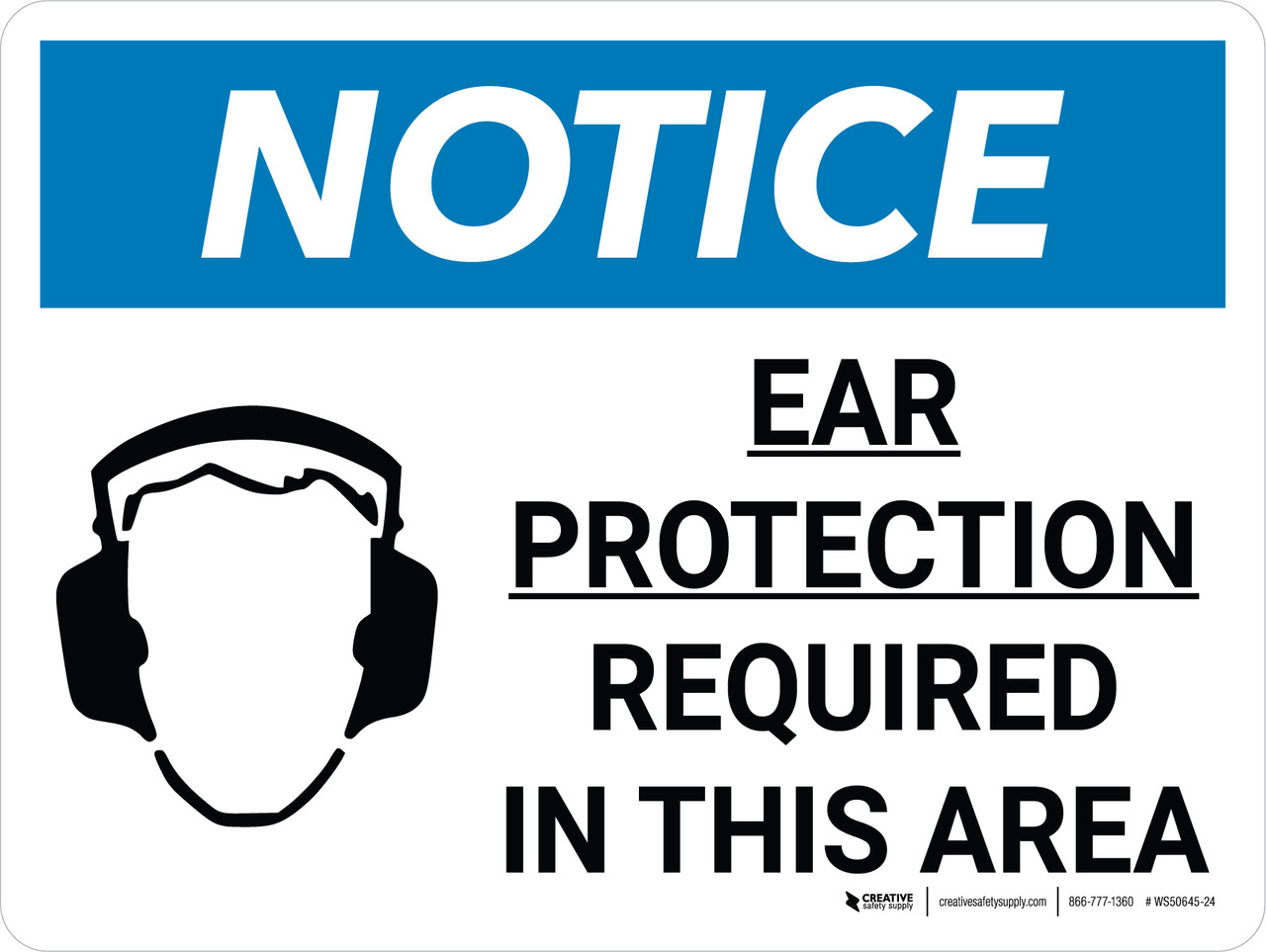 Notice: Ear Protection Required in This Area Landscape with Icon - Wall ...