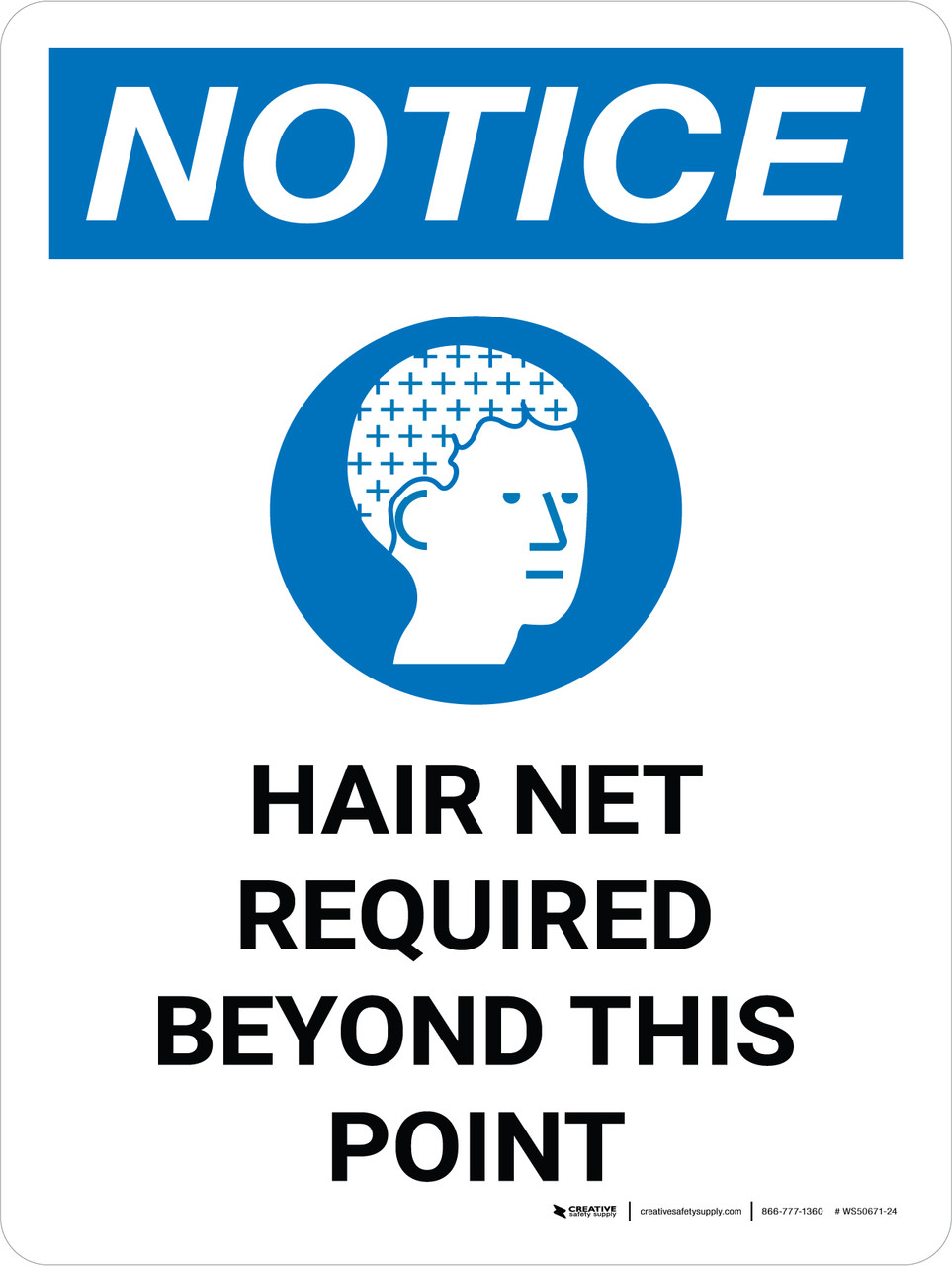 Notice: Hair Net Required Beyond This Point Portrait with Icon - Wall Sign