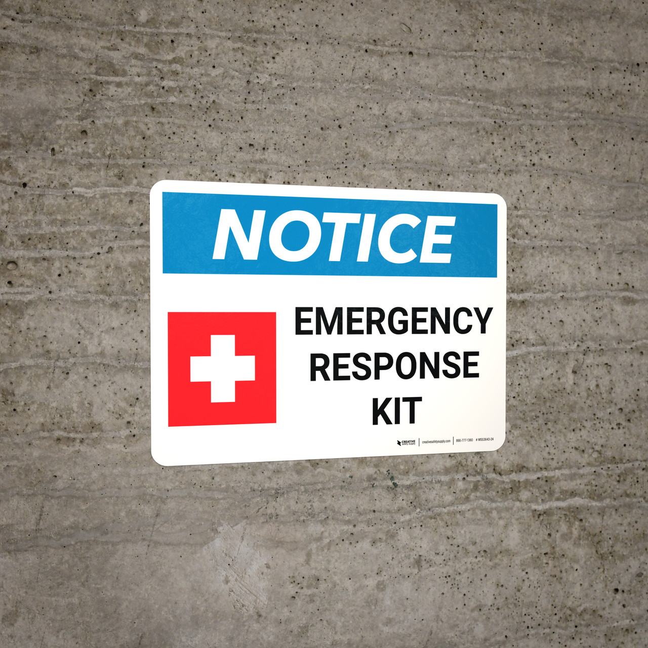 Notice: Emergency Response Kit Landscape with Icon - Wall Sign