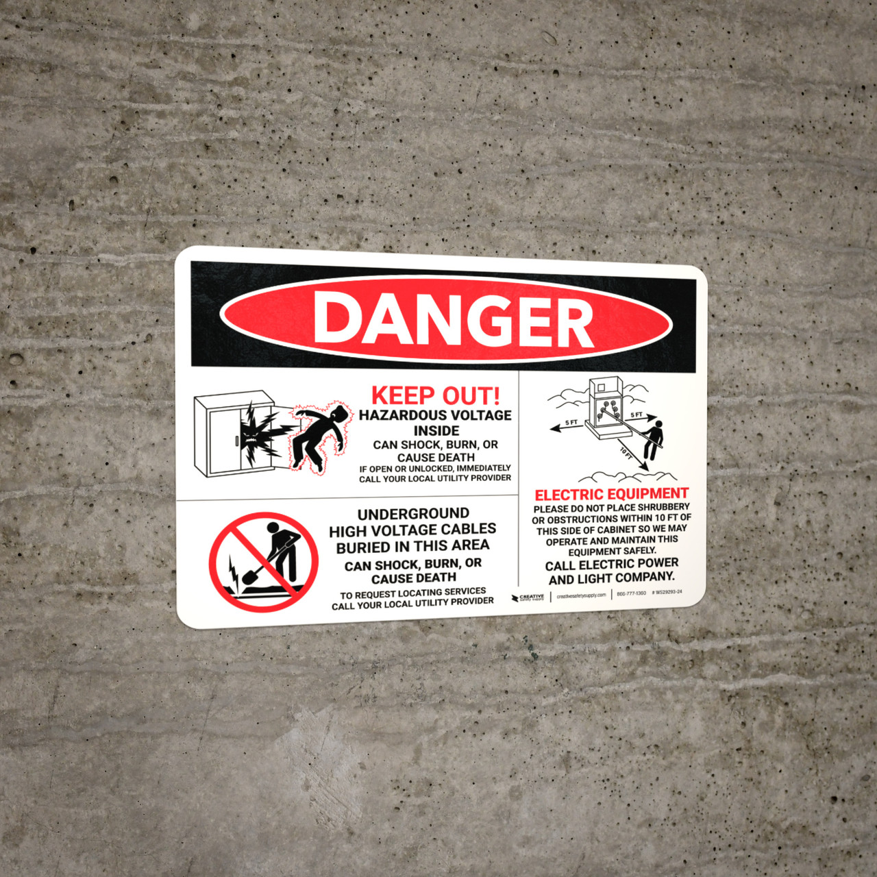 Danger: Electrical Safety Hazard - Multiple Warnings Landscape - Wall ...
