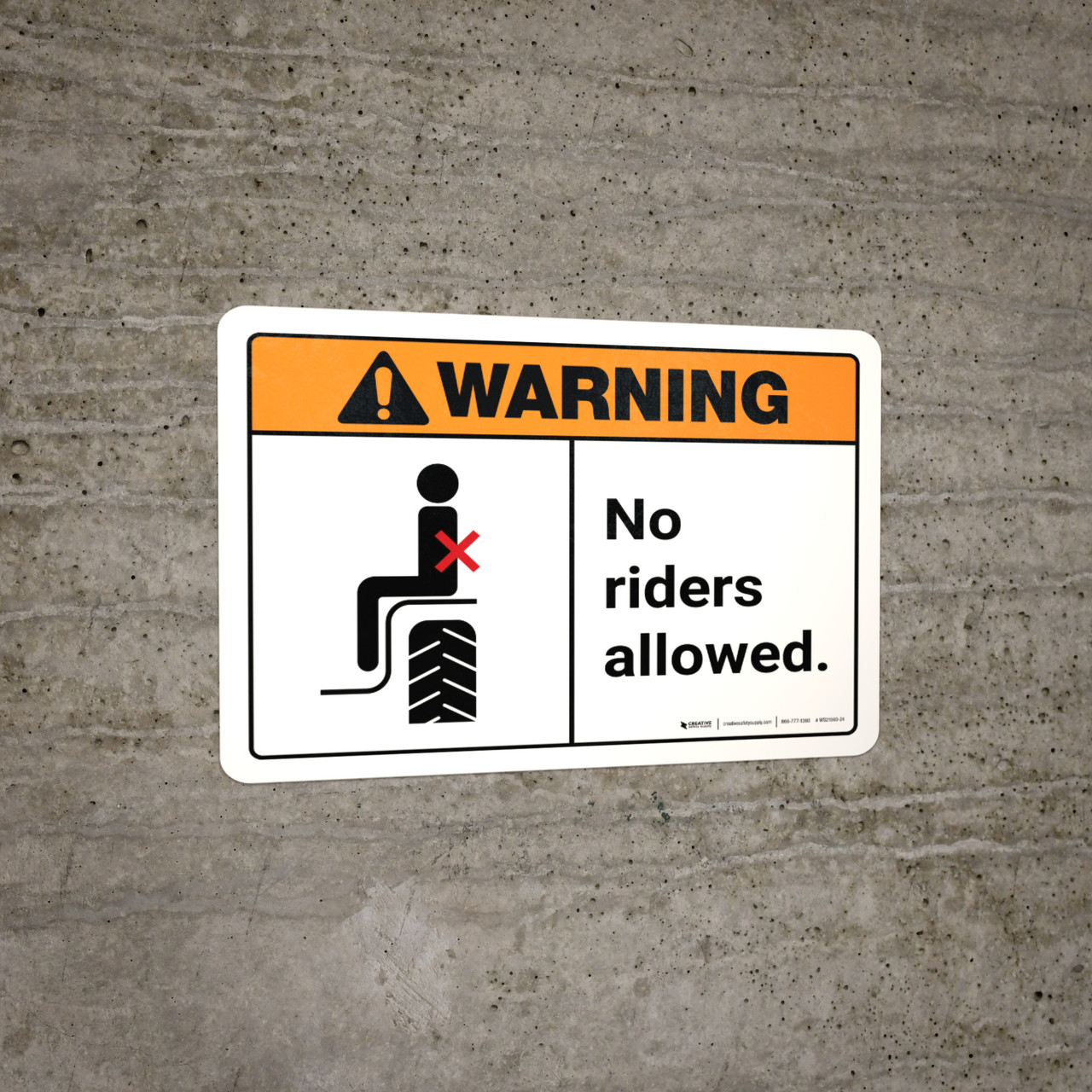 Warning: No Riders Allowed ANSI Landscape - Wall Sign