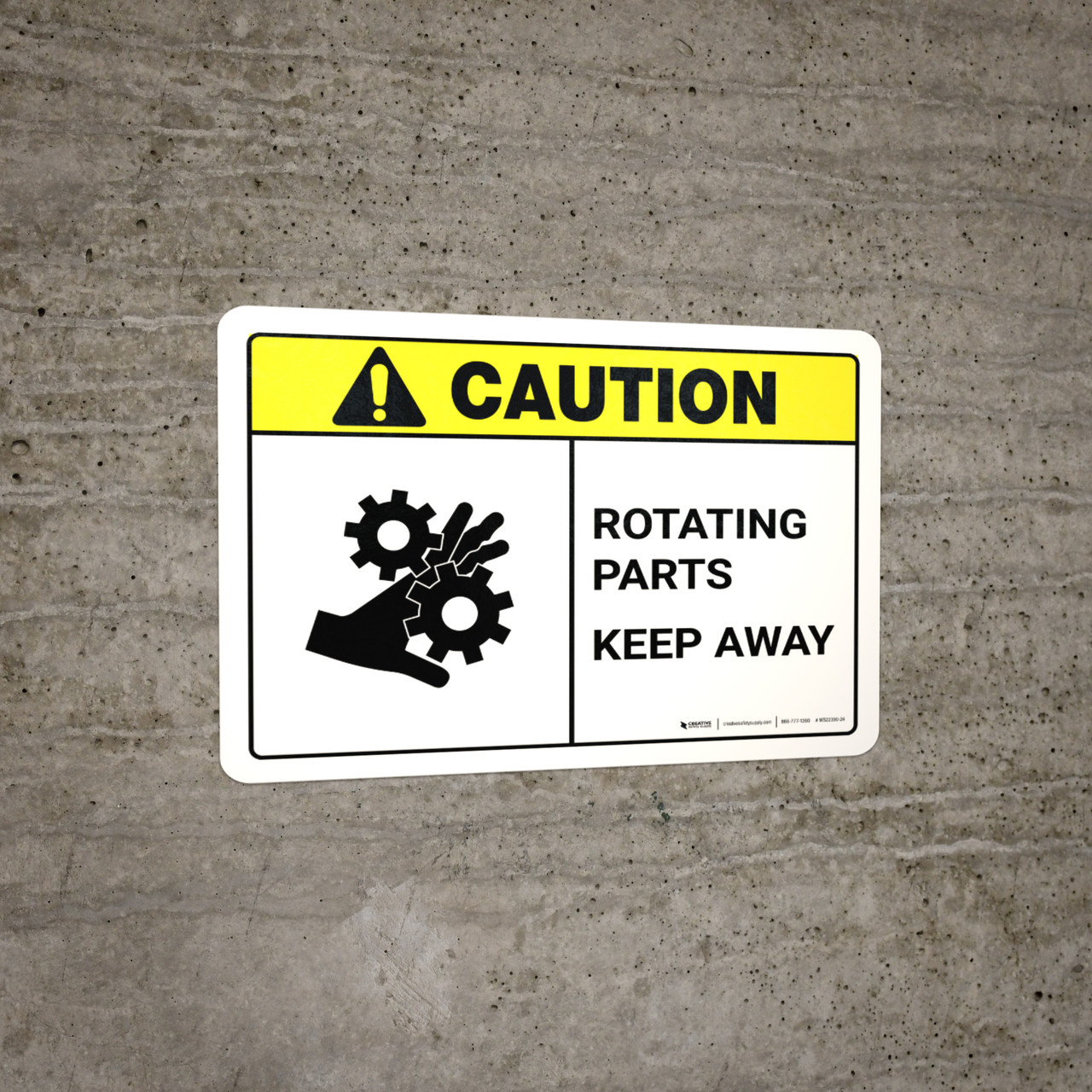 Caution: Rotating Parts Keep Away ANSI Landscape - Wall Sign
