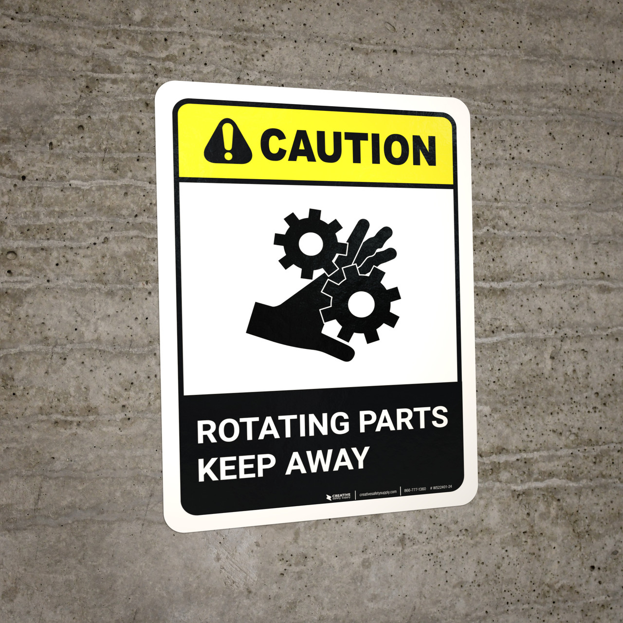 Caution: Rotating Parts Keep Away ANSI Portrait - Wall Sign