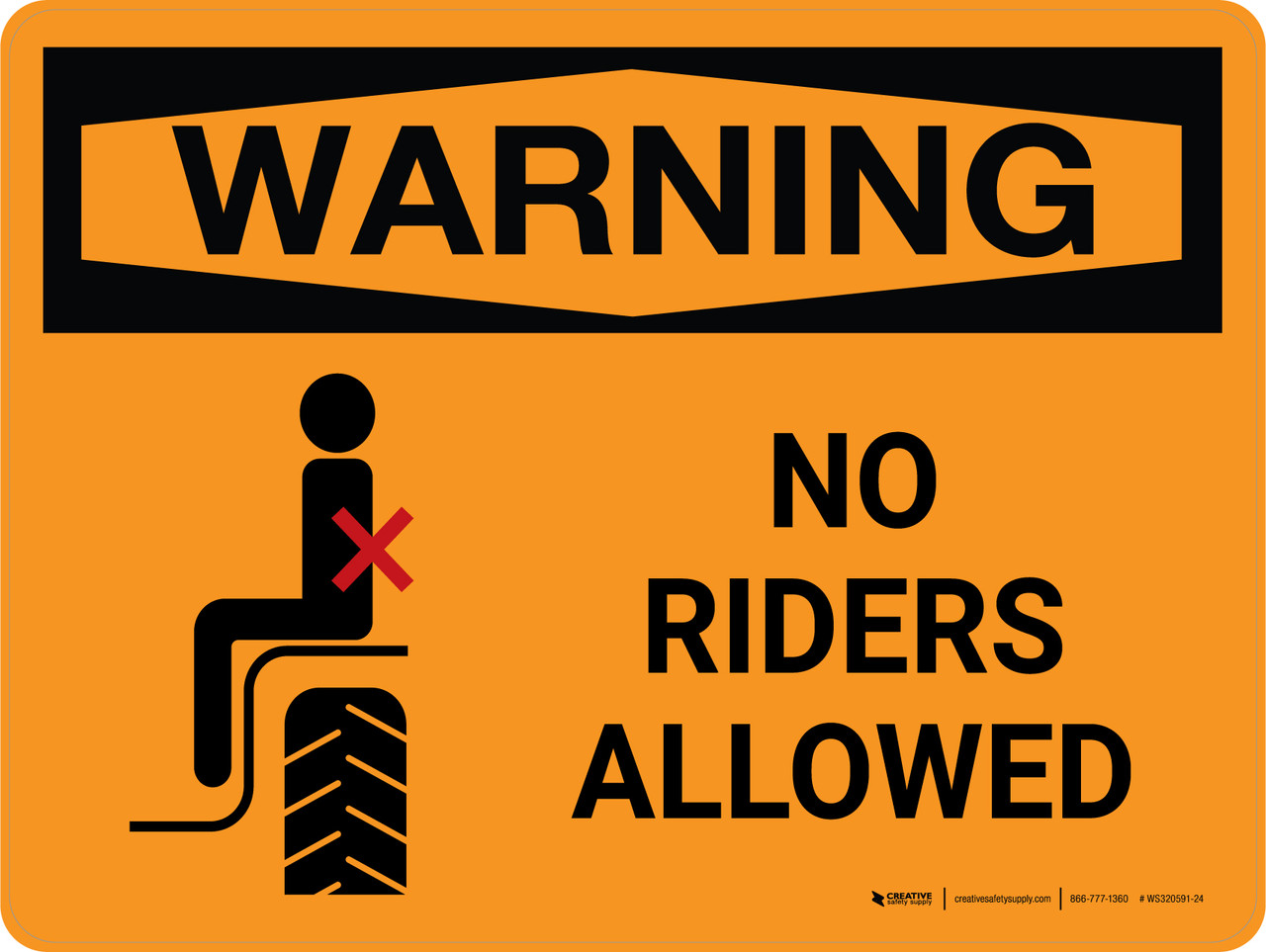 Warning: No Riders Allowed Landscape - Wall Sign