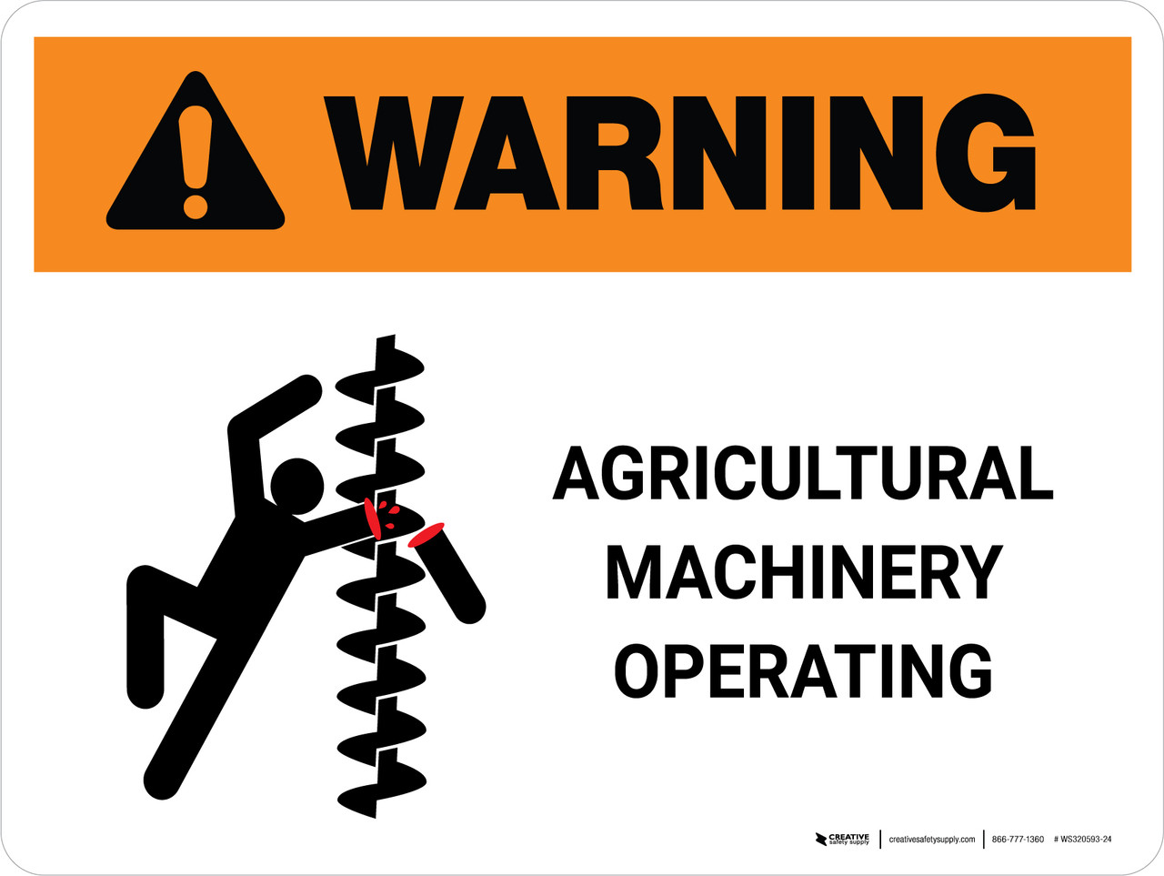 Warning: Agricultural Machinery Operating Landscape - Wall Sign
