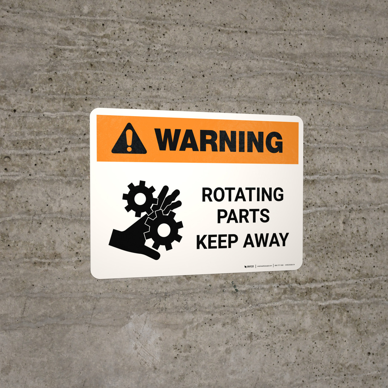 Warning: Rotating Parts Keep Away Landscape - Wall Sign