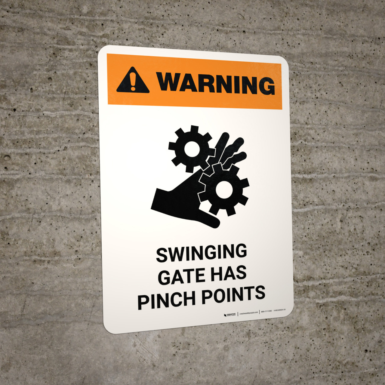 Warning: Swinging Gate Has Pinch Points Portrait - Wall Sign | Creative ...