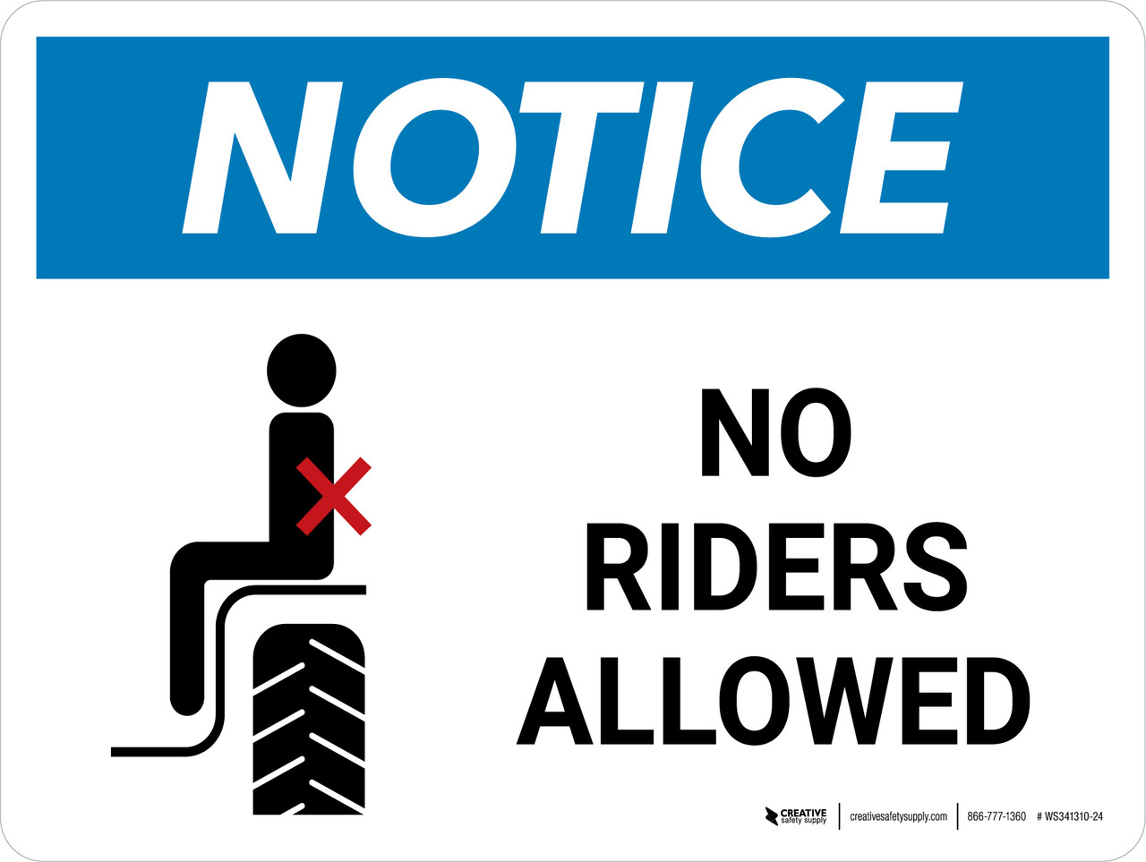 Notice: No Riders Allowed Landscape - Wall Sign