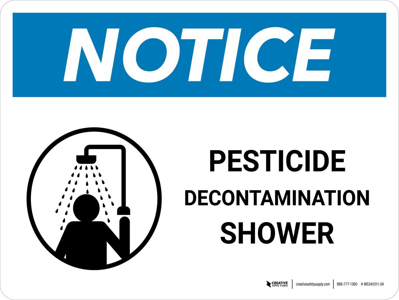 Notice: Pesticide Decontamination Shower Landscape - Wall Sign ...