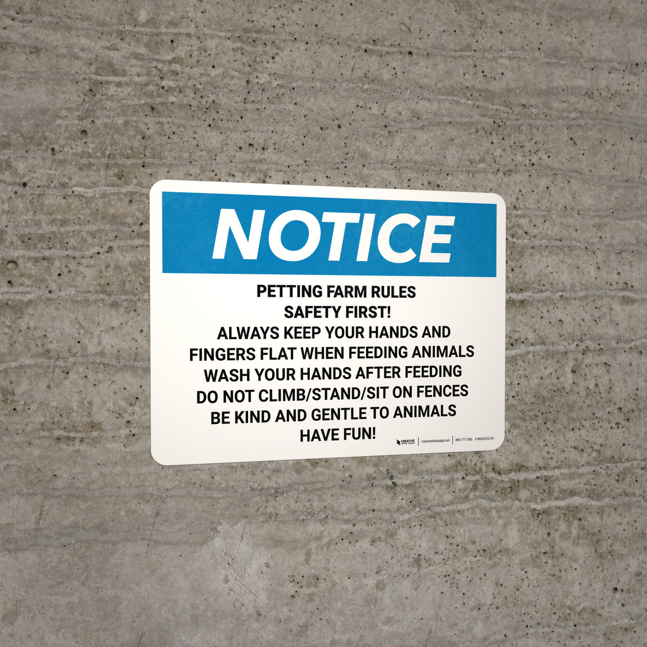 Notice: Petting Farm Rules Safety First Landscape - Wall Sign