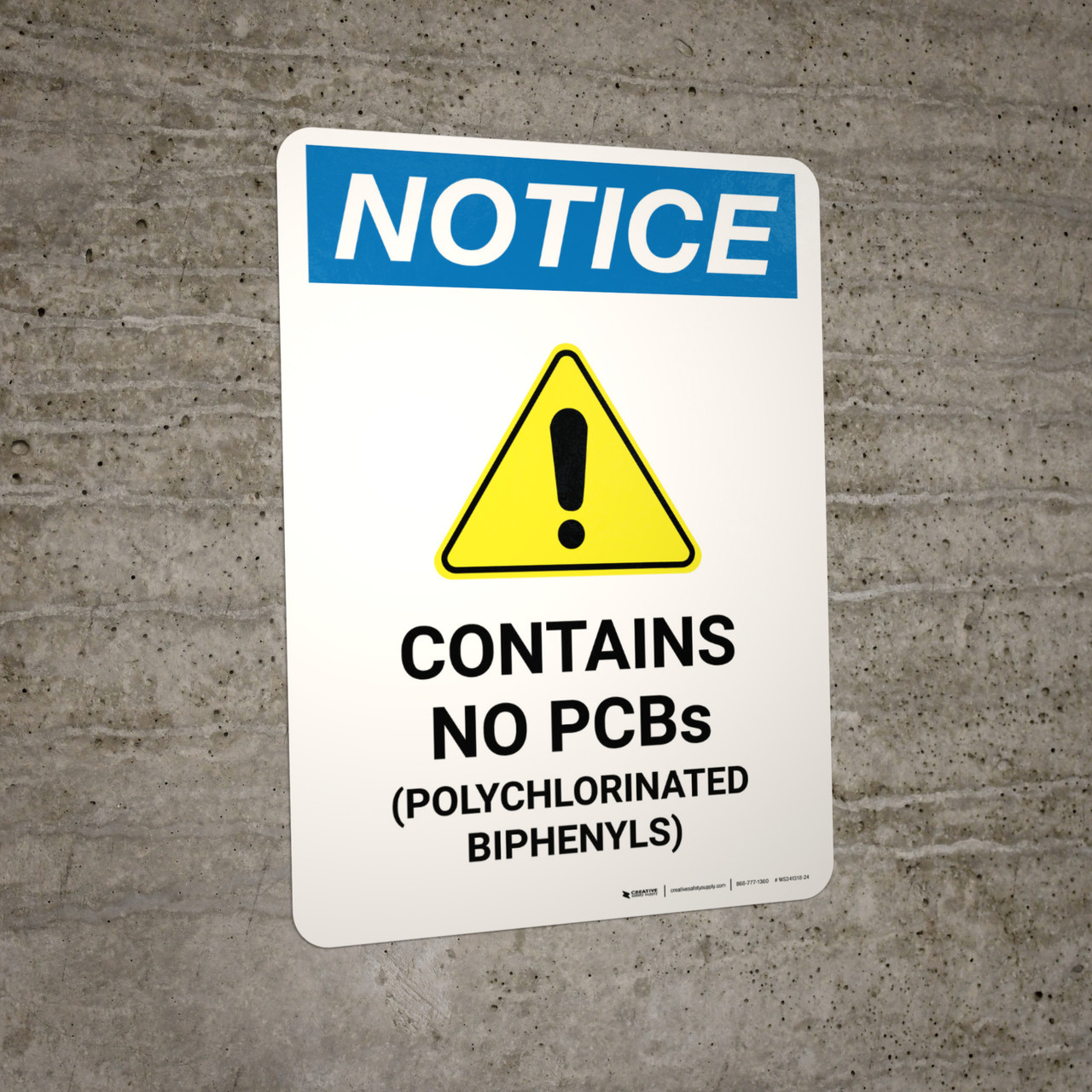 Notice: Contains No Pcbs Polychlorinated Biphenyls Portrait - Wall Sign ...