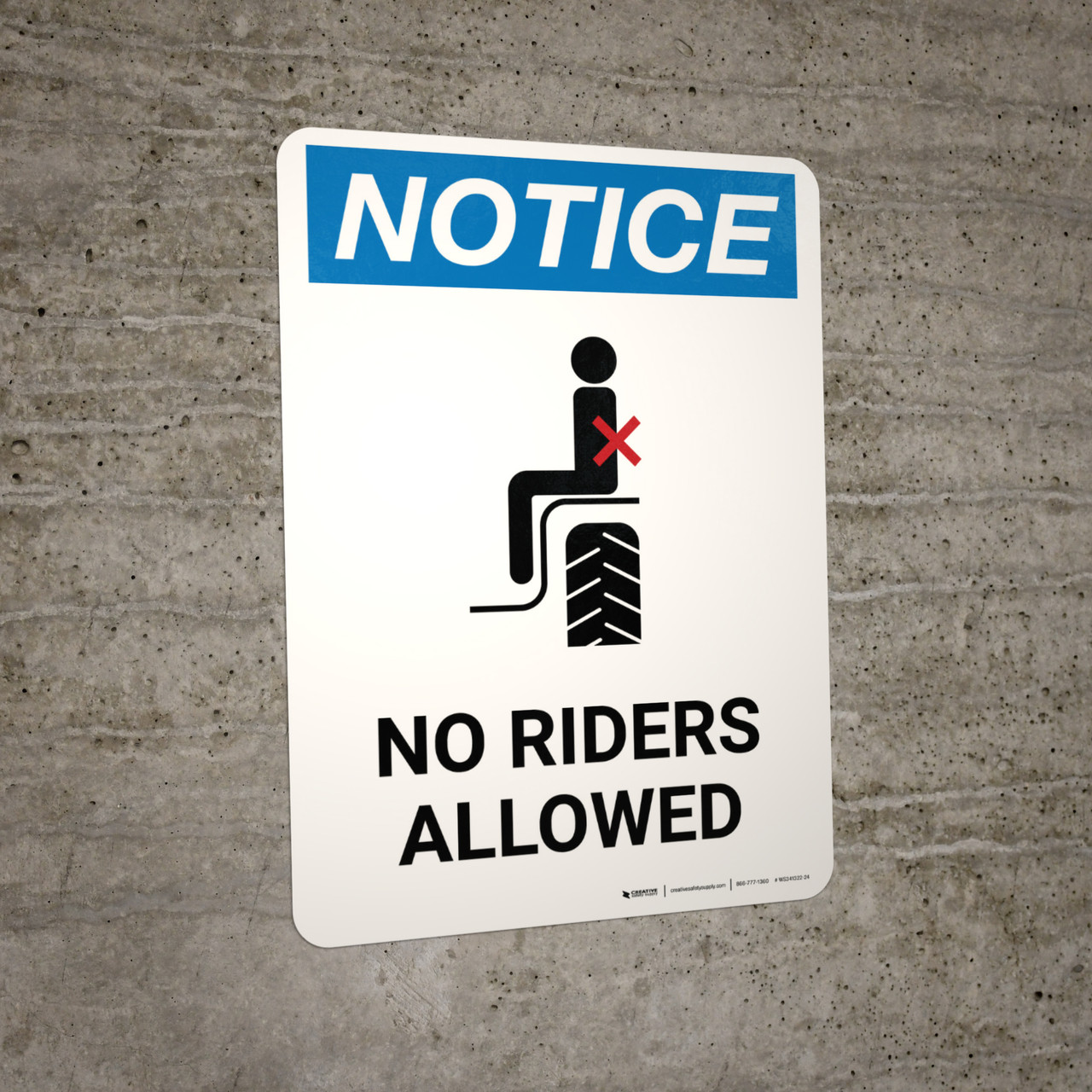 Notice: No Riders Allowed Portrait - Wall Sign