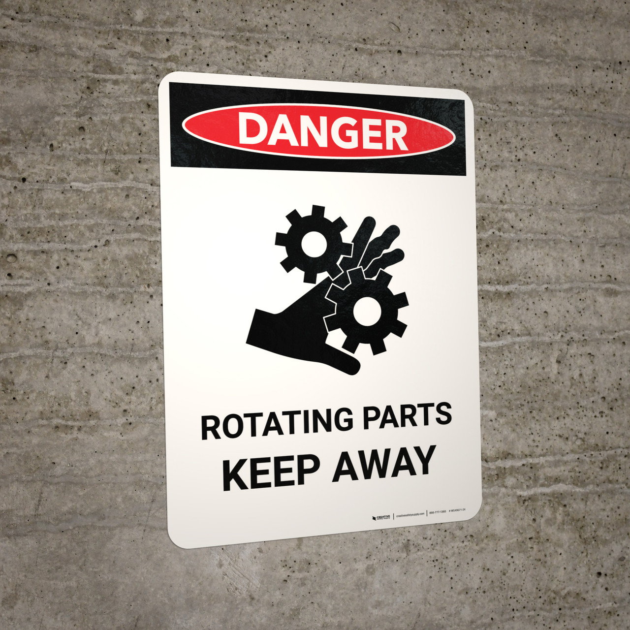 Danger: Rotating Parts Keep Away Portrait - Wall Sign