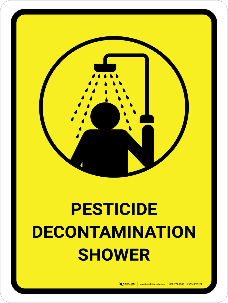 Pesticide Decontamination Shower Portrait - Wall Sign
