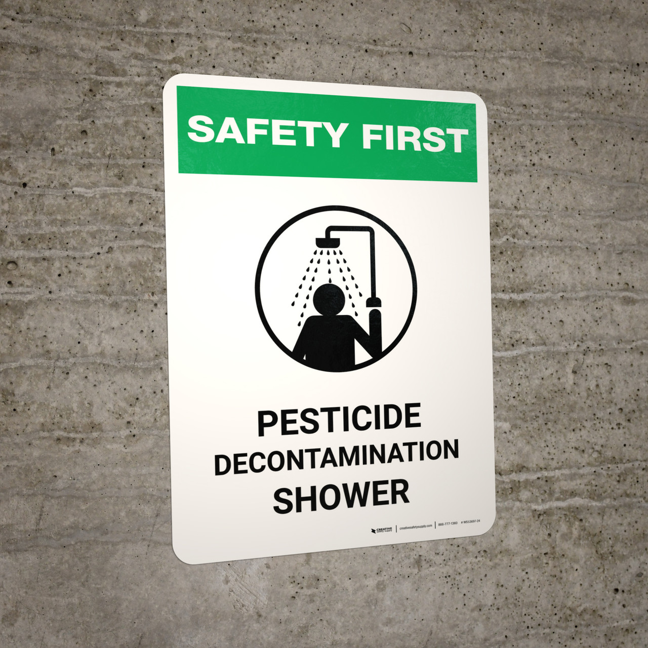 Safety First: Pesticide Decontamination Shower Portrait - Wall Sign