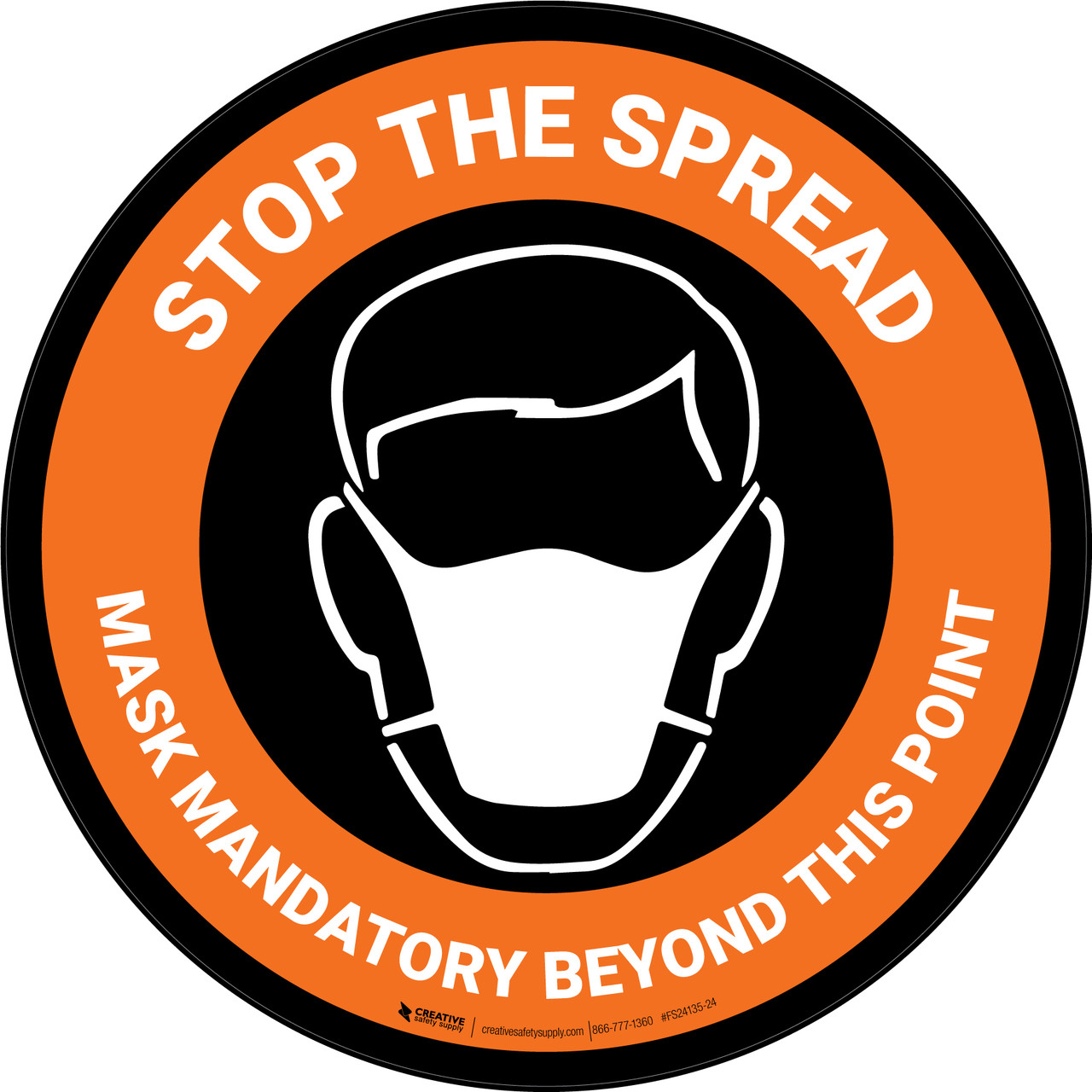 Stop The Spread - Mask Mandatory with Icon Orange Circular - Carpet Sign