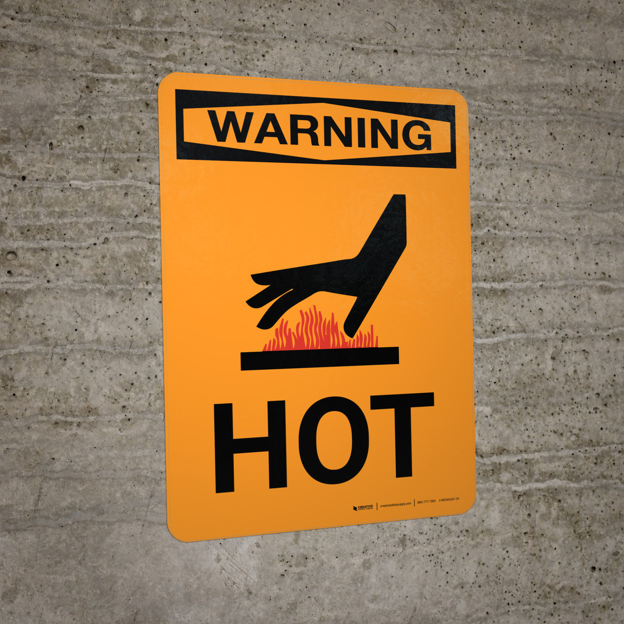 Warning: Hot Portrait With Hot Surface Icon - Wall Sign
