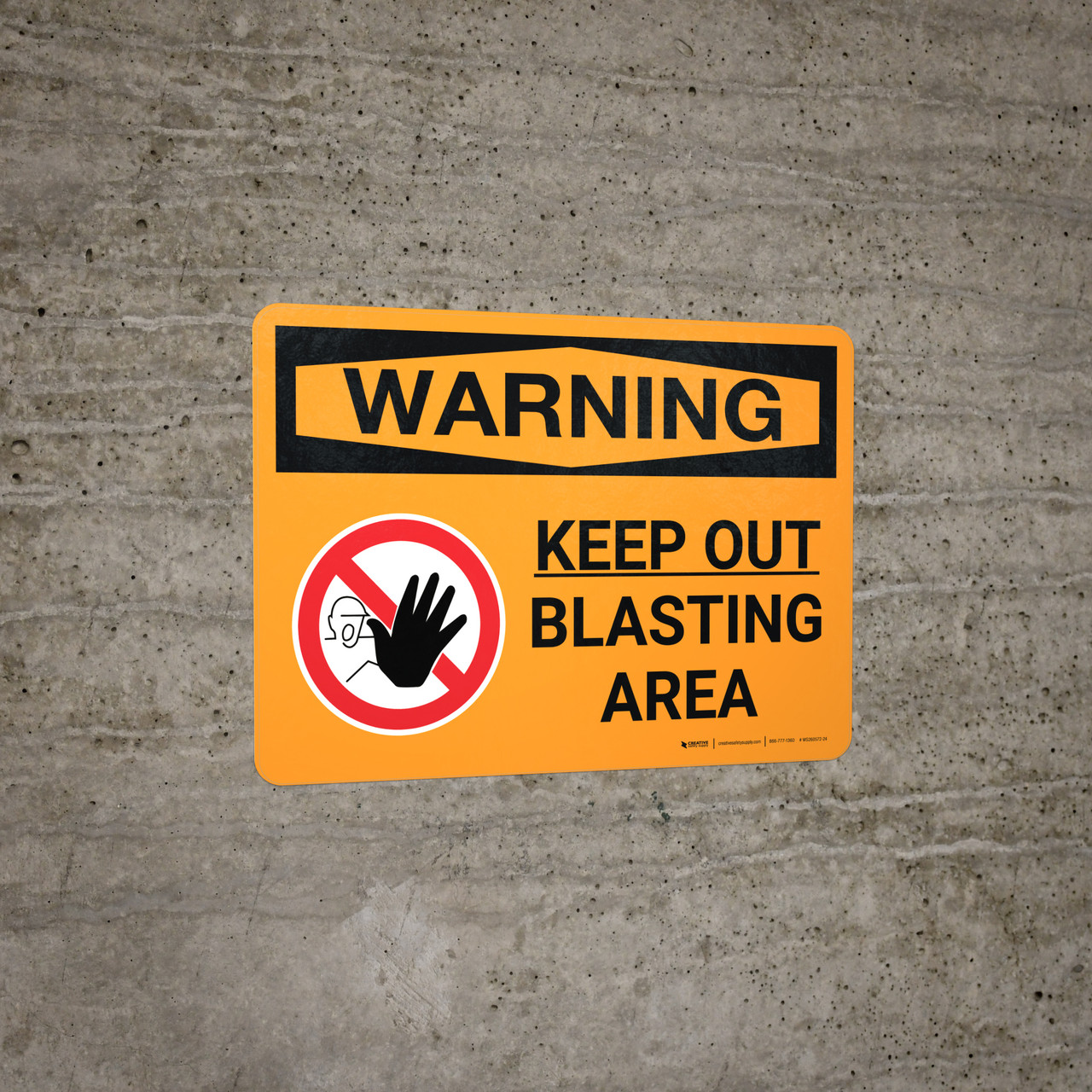 Warning: Keep Out - Blasting Area Landscape With Icon - Wall Sign ...